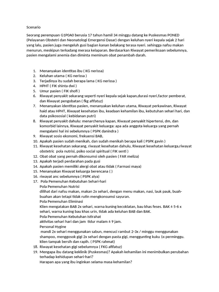 anamnesa IPE 1 | PDF