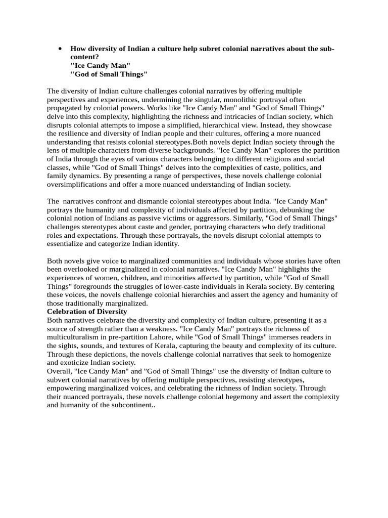 The Diversity of Indian Culture | PDF | Multiculturalism | Narrative