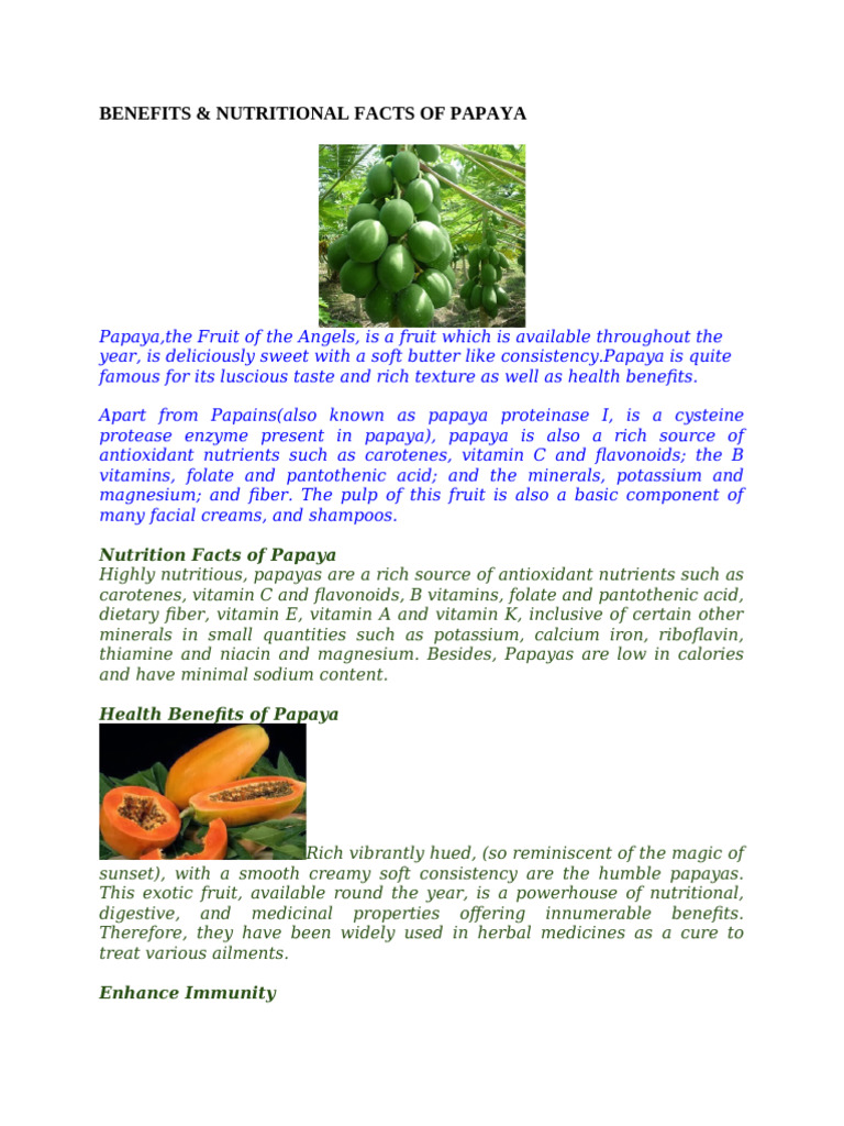 BENEFITS papaya | PDF | Irritable Bowel Syndrome | Vitamin