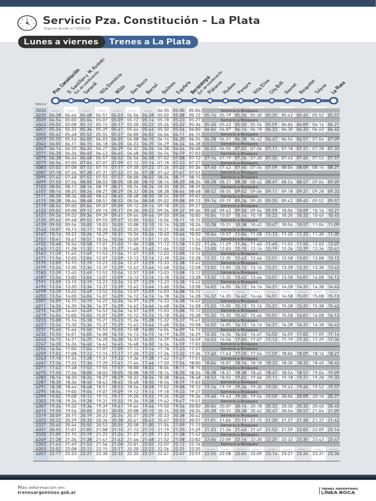 Horarios Trenes Constitucion La Plata | PDF