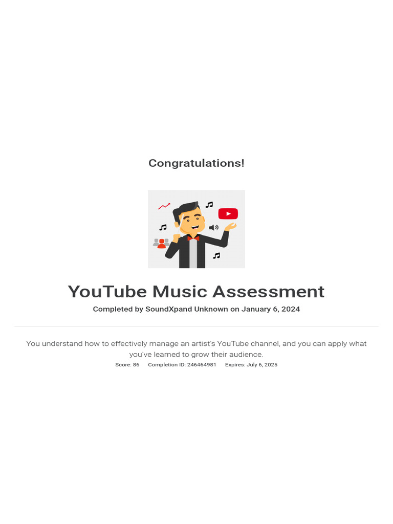 YouTube Music Assessment Success | PDF