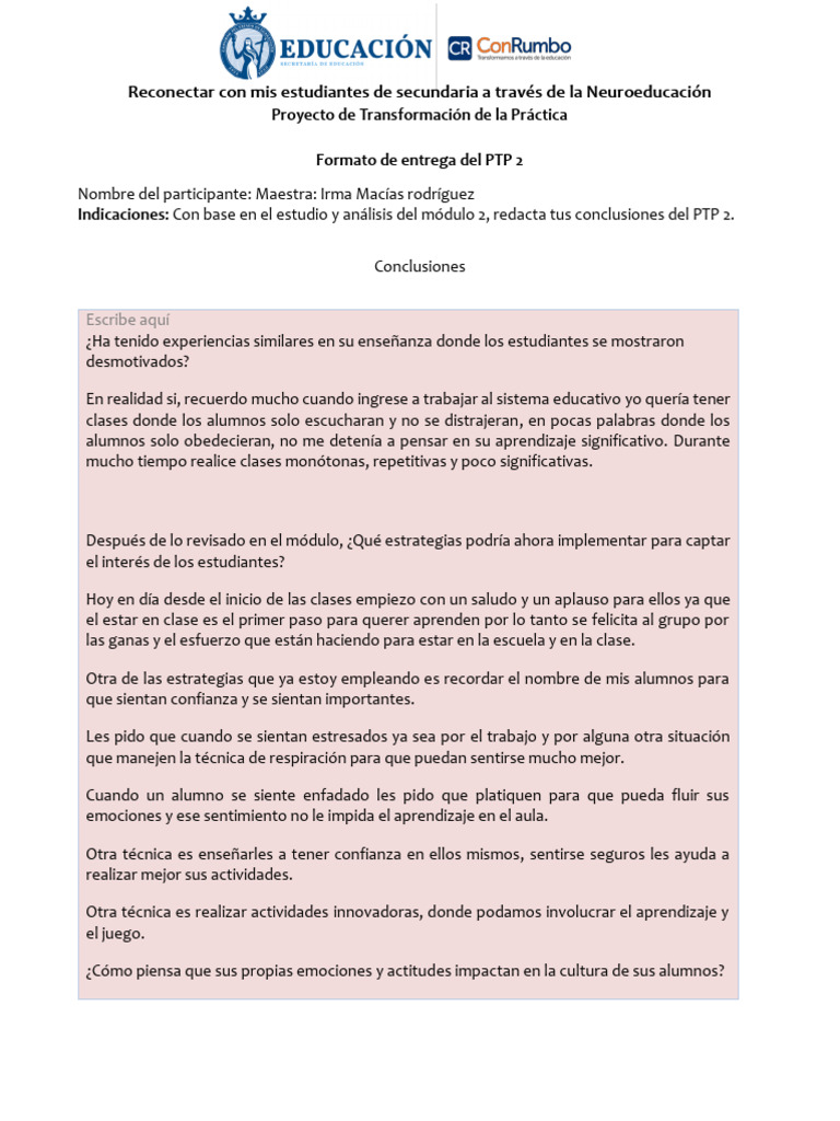 PTPM2 Imr | PDF | Aprendizaje | Las emociones