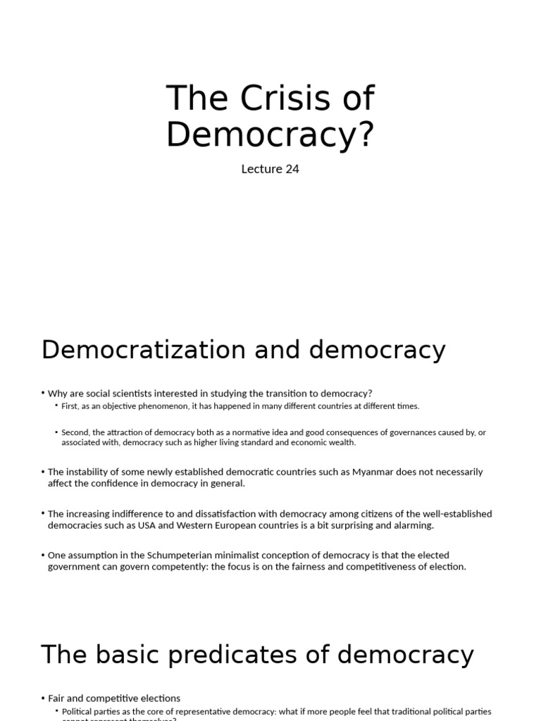 Lecture 24 The Crisis of Democracy - Tagged | PDF | Democracy ...
