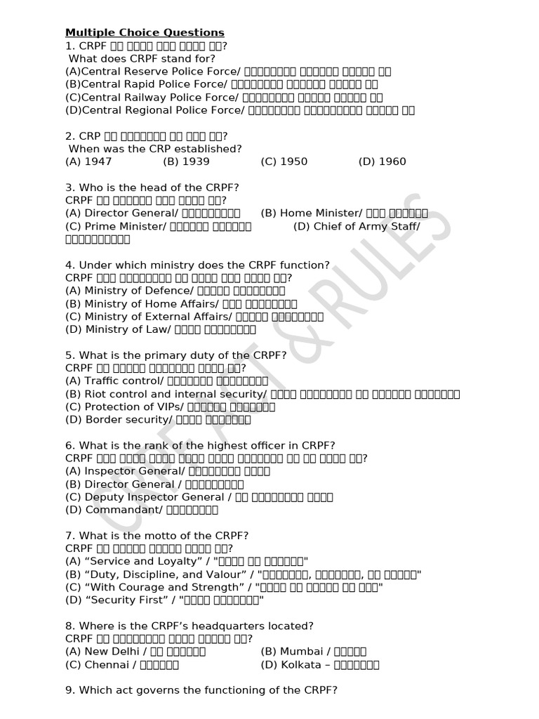 CRPF Act & Rules Updated | PDF