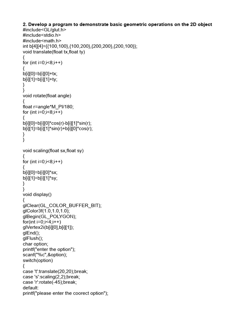 CGLABMANUALNEW | PDF | Computer Graphics | Multidimensional Signal Processing