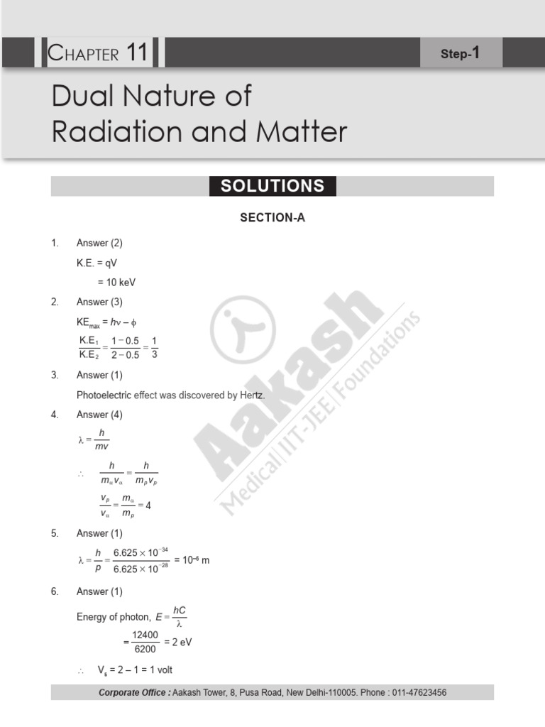 CLS - ENG 24 25 XII - Phy - Target 5 - Level 1 - Chapter 11 | PDF | Electronvolt ...