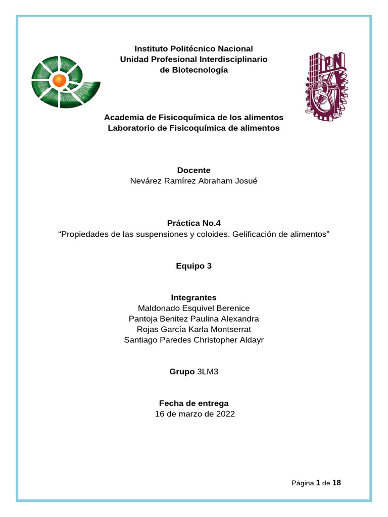 3LM3_Eq3_Pract | PDF | Coloide | Almidón