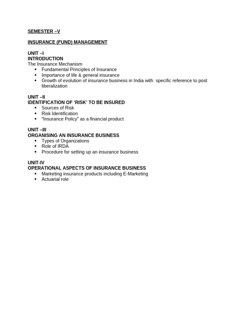 Insurance (Fund) Management | PDF