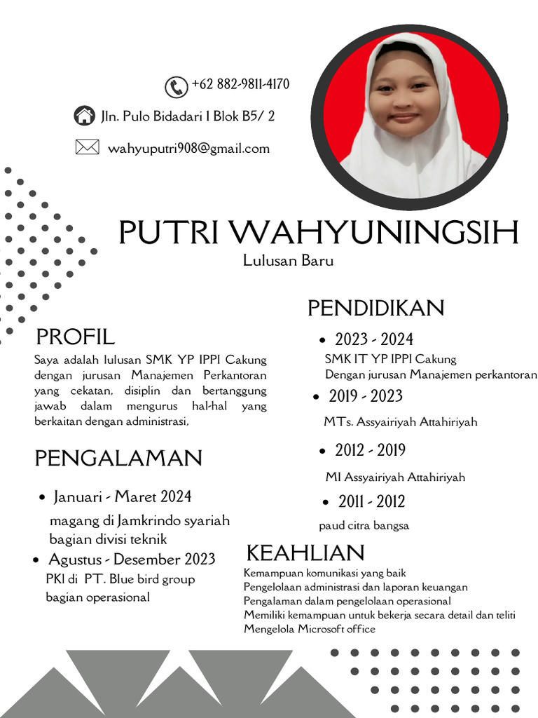 CV Putri Wahyuningsih (untuk Admin Restaurant) | PDF