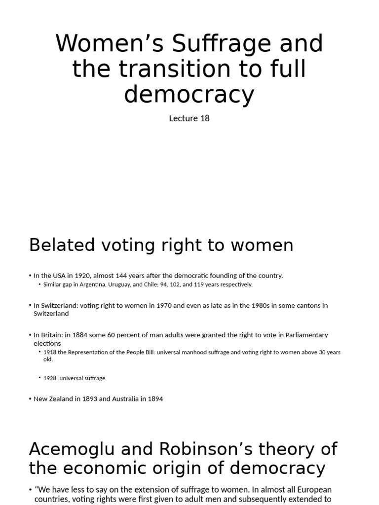 Lecture 18 Women's Suffrage Movement in Britain - Tagged | PDF ...