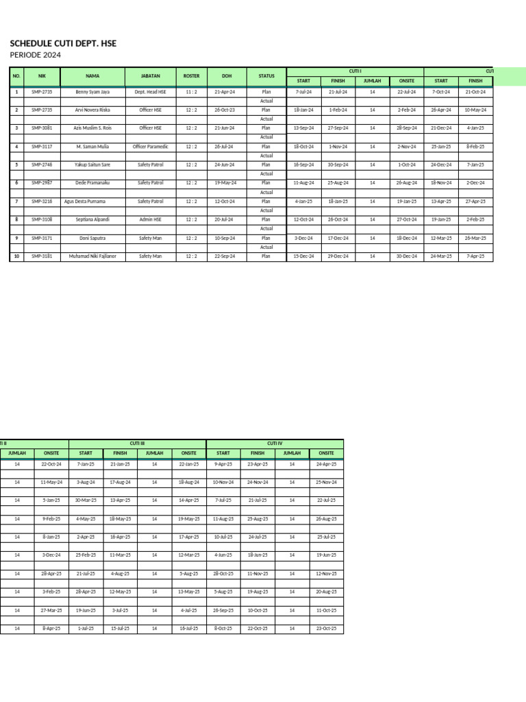 HSE Leave Schedule 2024 | PDF