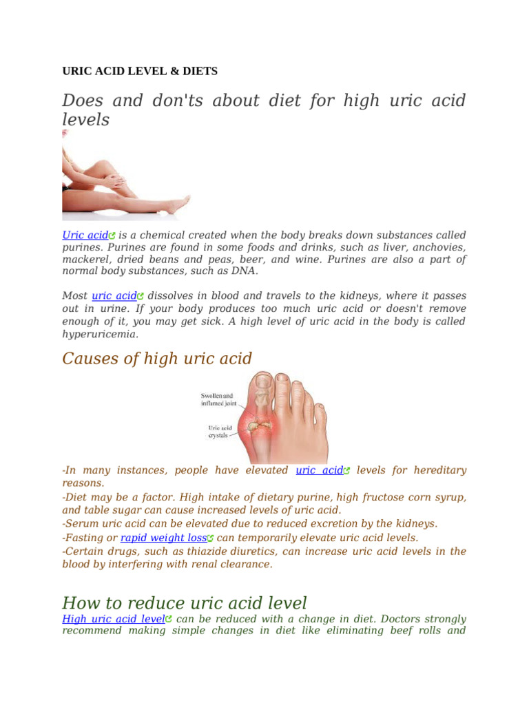 URIC ACID LEVEL | PDF | Fat | Gout