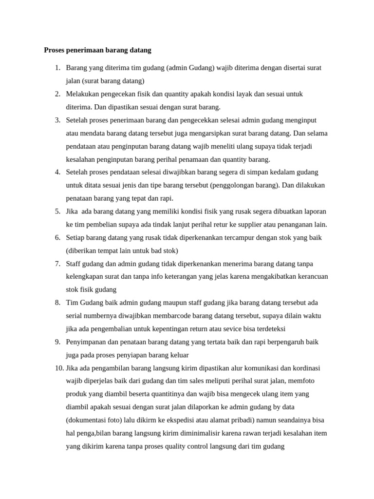 Proses Barang Datang | PDF