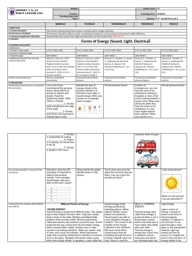 DLL_SCIENCE 6_Q3_W3 | PDF | Light | Matter