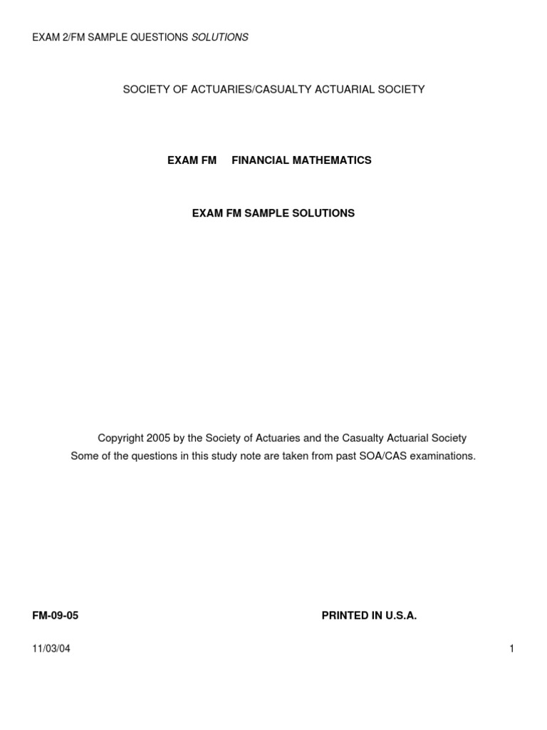 FM Sample Solution | PDF