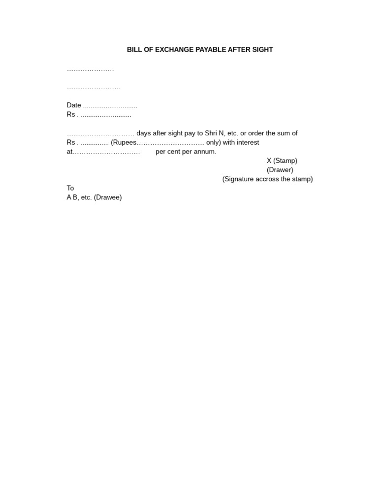 Bill of Exchange Payable After Sight | PDF