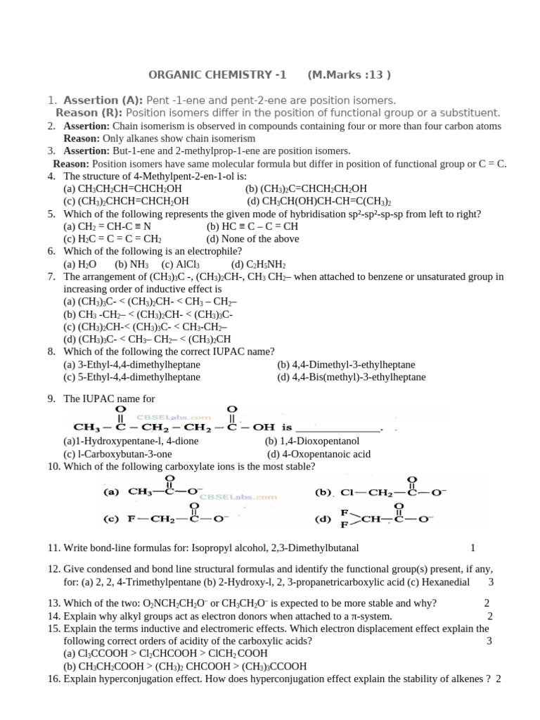 -XI Organic Chemistry | PDF | Isomer | Alkene