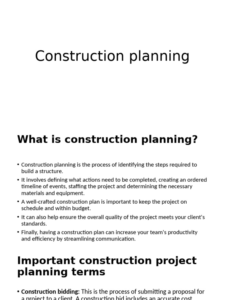Construction Planning | PDF