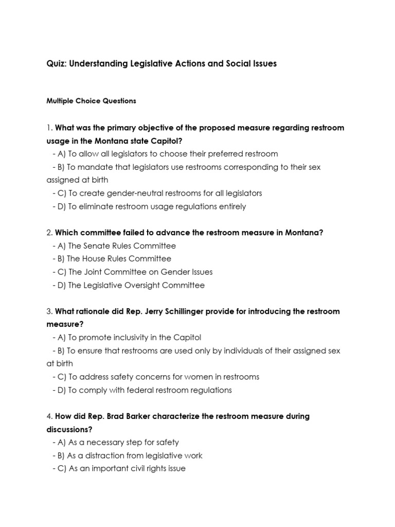Quiz_ Understanding Legislative Actions and Social Issues | PDF ...