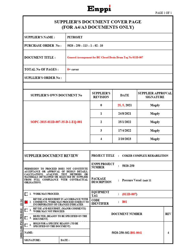 B01-0041 Rev.4 Code#2 General Arrangement for HC Closed Drain Drum Tag ...