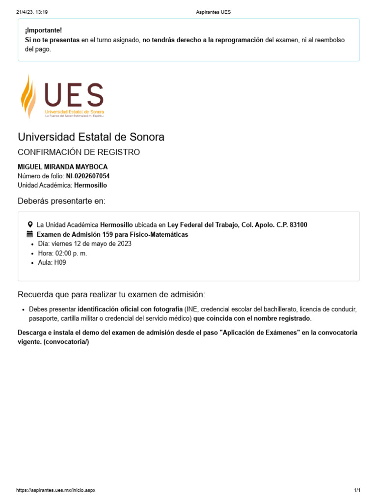 Aspirantes UES dia de examen | PDF