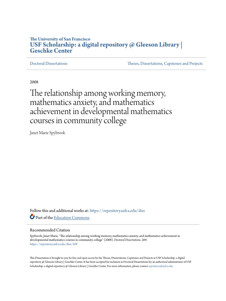 The Relationship Among Working Memory Mathematics Anxiety and M | PDF | Mental Processes ...