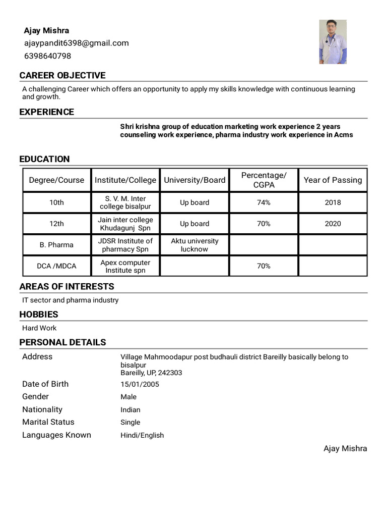 Resume_Resume ajay_Format1 (3) | PDF