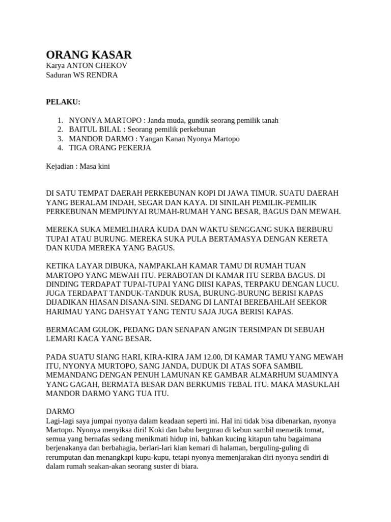 Naskah Drama "Orang Kasar" oleh WS Rendra | PDF