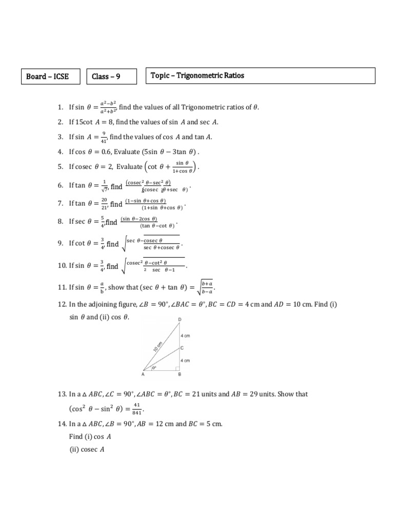 Trigonometric_ratios_IMP_ques_ | PDF | Trigonometric Functions | Mathematical Relations