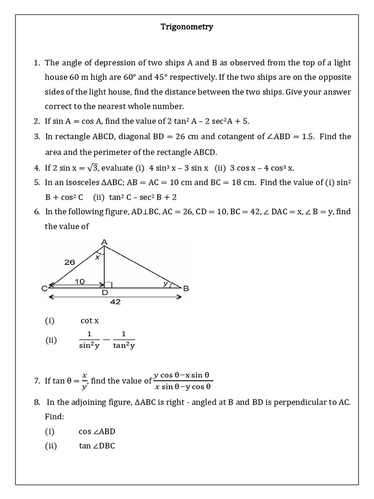 Trigonometry Test | PDF