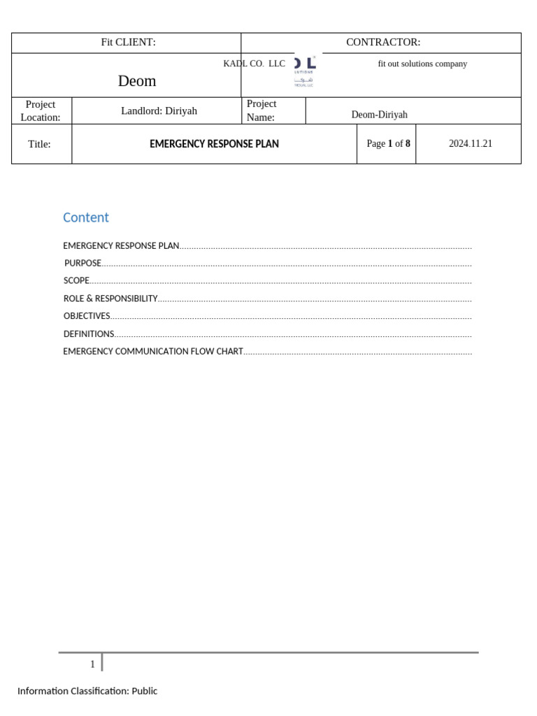 Emergency Response Plan for Deom-Diriyah | PDF | Emergency | Emergency ...