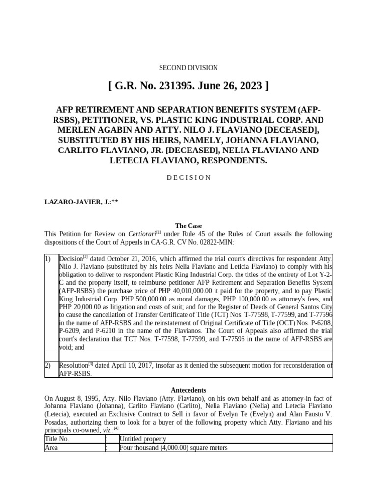 AFP-RSBS v. Plastic King Industrial Corporation | PDF | Lawsuit | Appeal