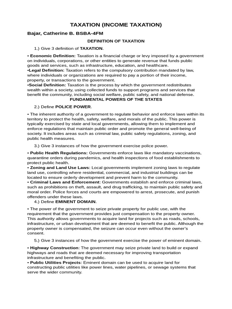 TAXATION PRELIM TASK 1 | PDF | Taxes | Eminent Domain