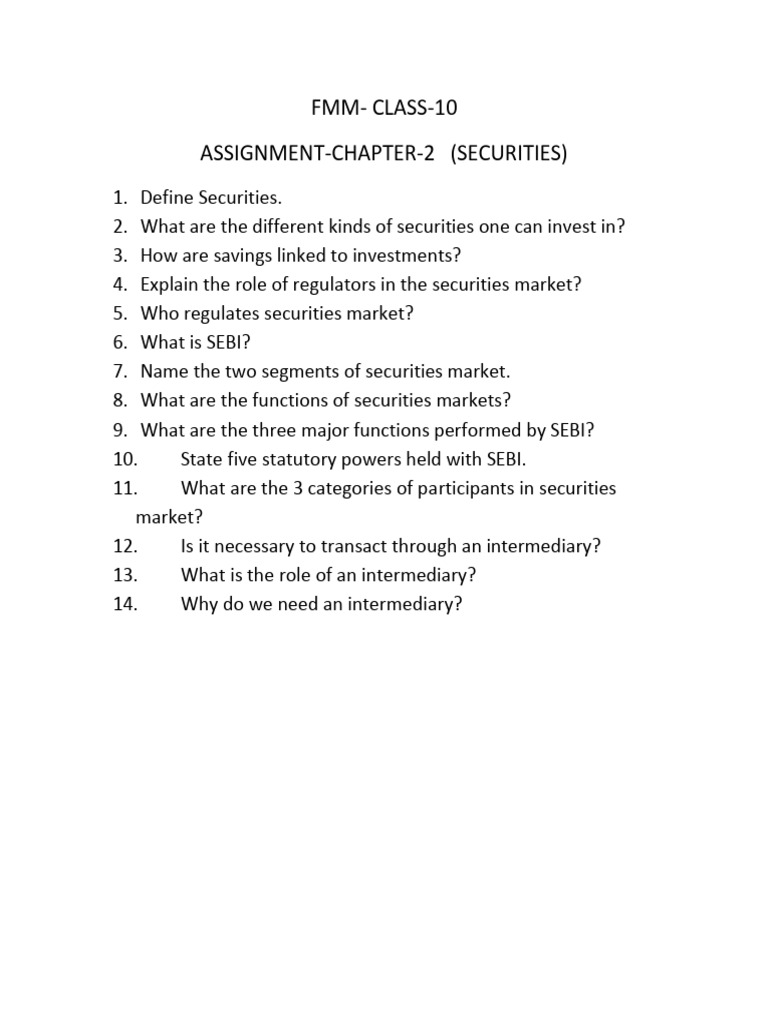 Assignment CH 2 Securities | PDF