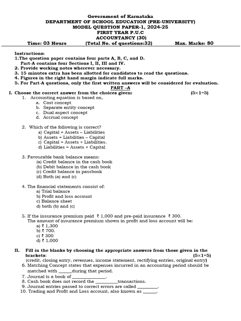 30 Accountancy Question Paper | PDF | Debits And Credits | Banks