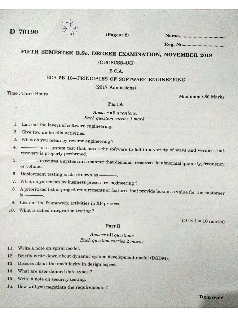 Software Engineering Bca Nov 2019 | PDF