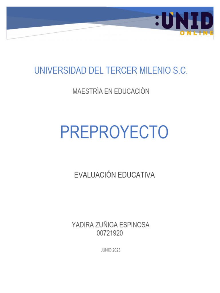 PREPROYECTO YZE | PDF | Evaluación | Aprendizaje