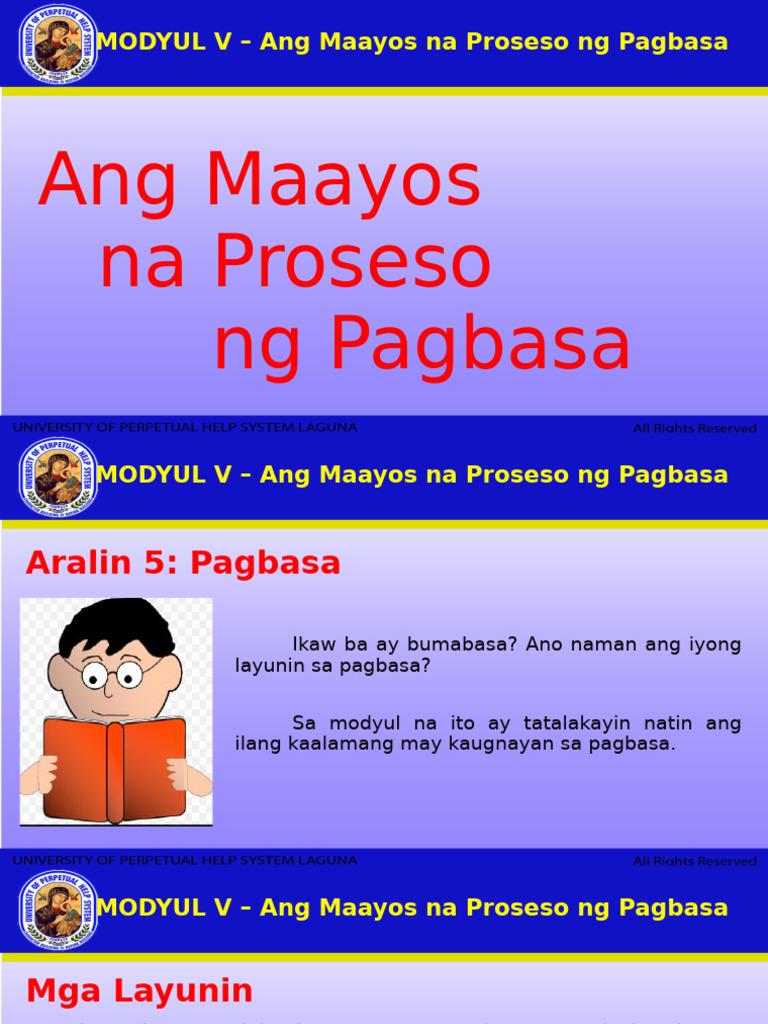 MODYUL V - Ang Maayos na Proseso ng Pagbasa | PDF