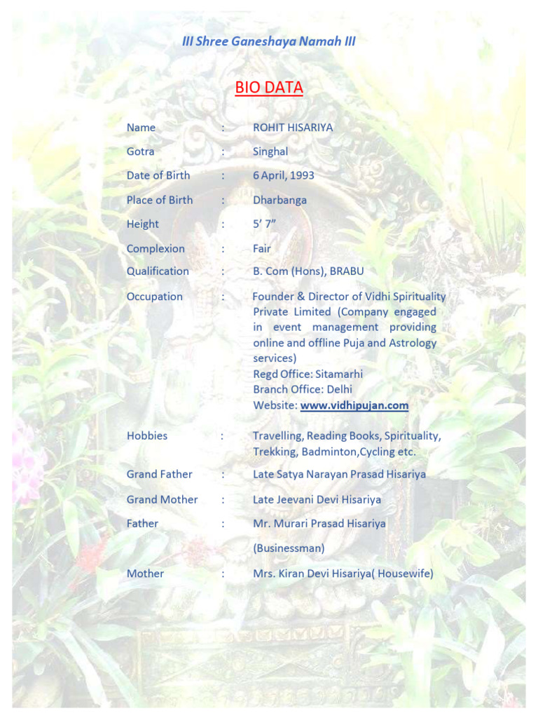 ROHIT BIODATA | PDF