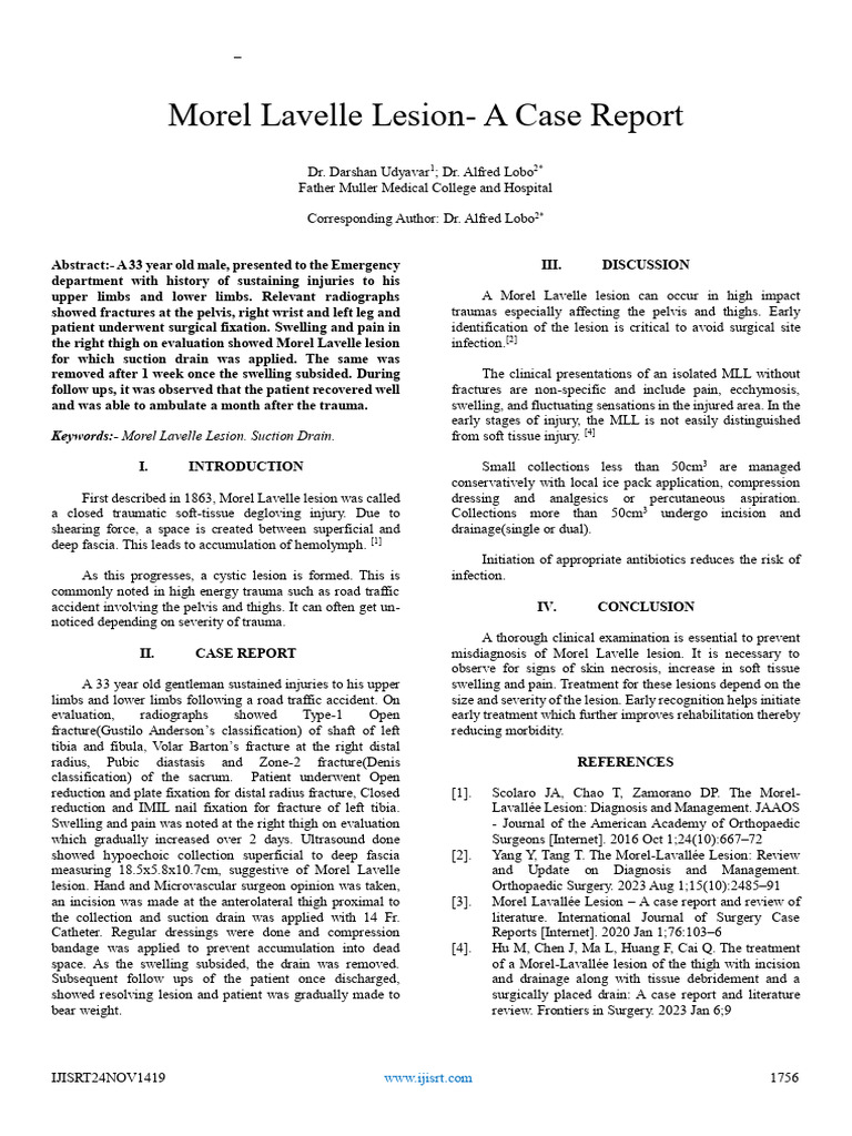 Morel Lavelle Lesion - A Case Report | PDF | Injury | Musculoskeletal ...