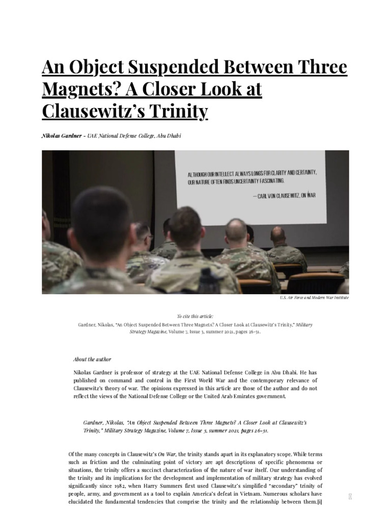 An Object Suspended Between Three Magnets - A Closer Look at Clausewitz ...
