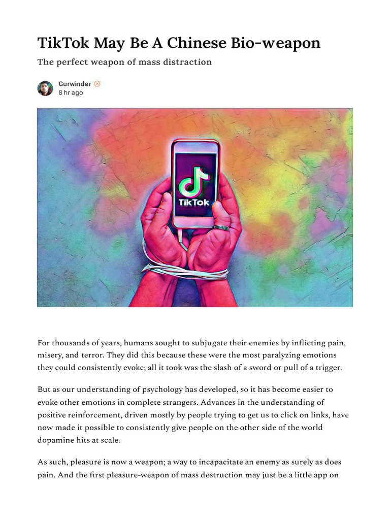 TikTok May Be A Chinese Bio-Weapon - by Gurwinder | PDF | China | World ...