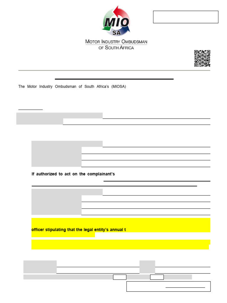 Motor Industry Complaint Form | PDF | Information | Privacy