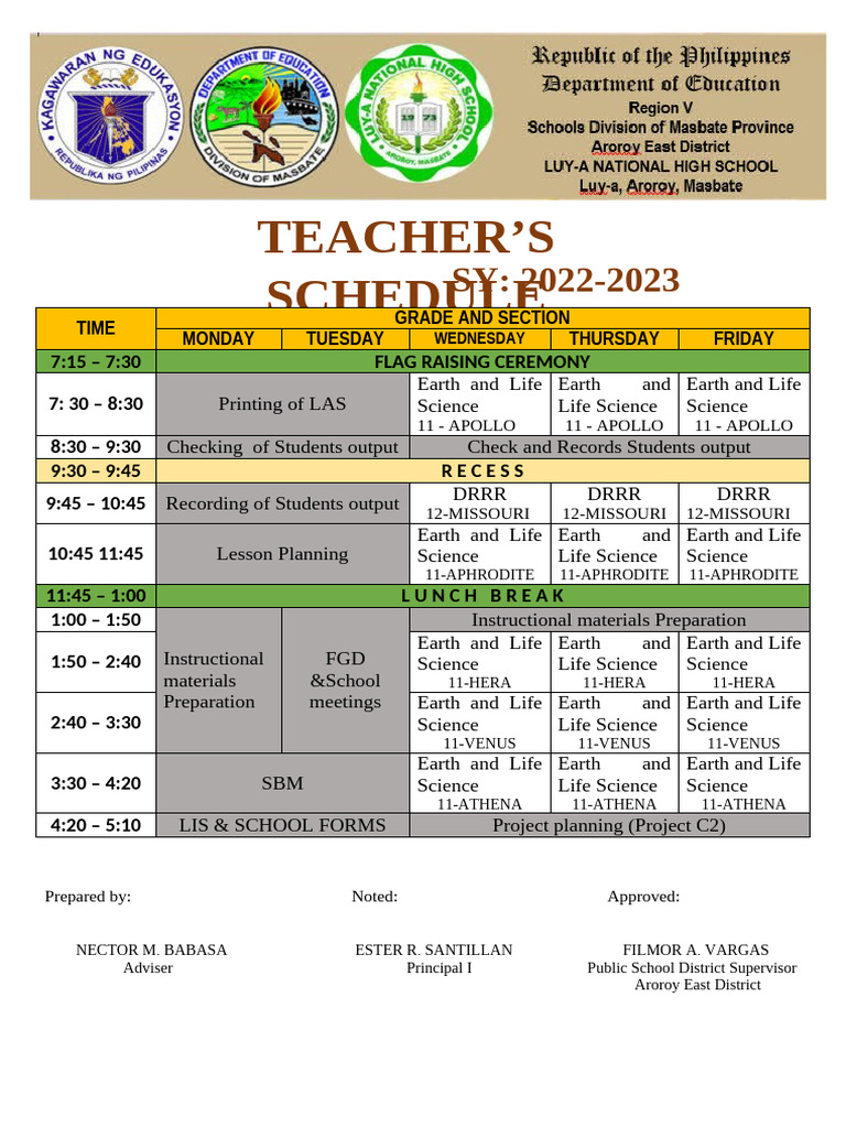 Teachers-Sched | PDF