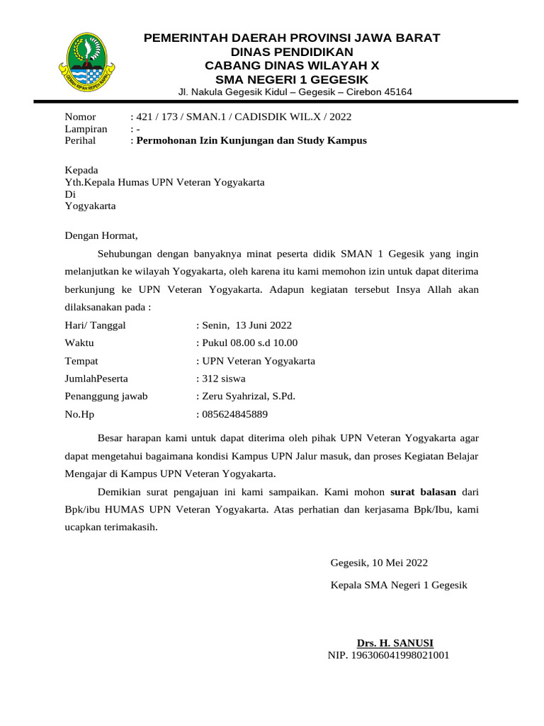 Permohonan Izin Kampus Teknologi Mineral UPN 2022 | PDF