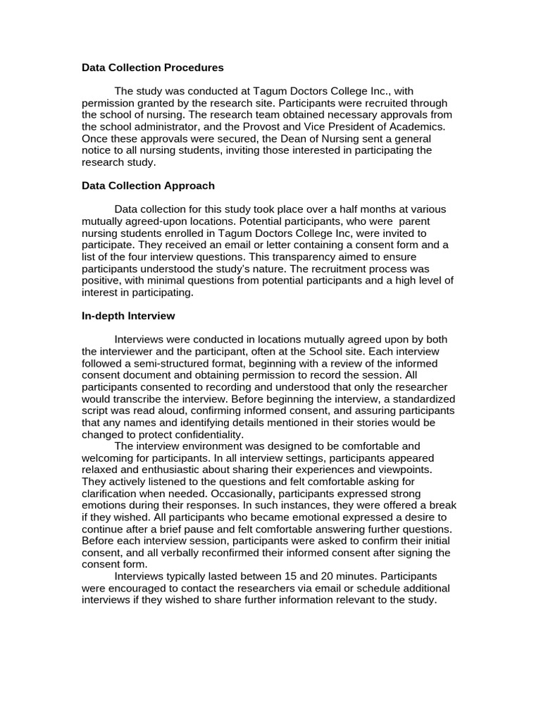 Data Collection Procedures | PDF | Consent | Informed Consent