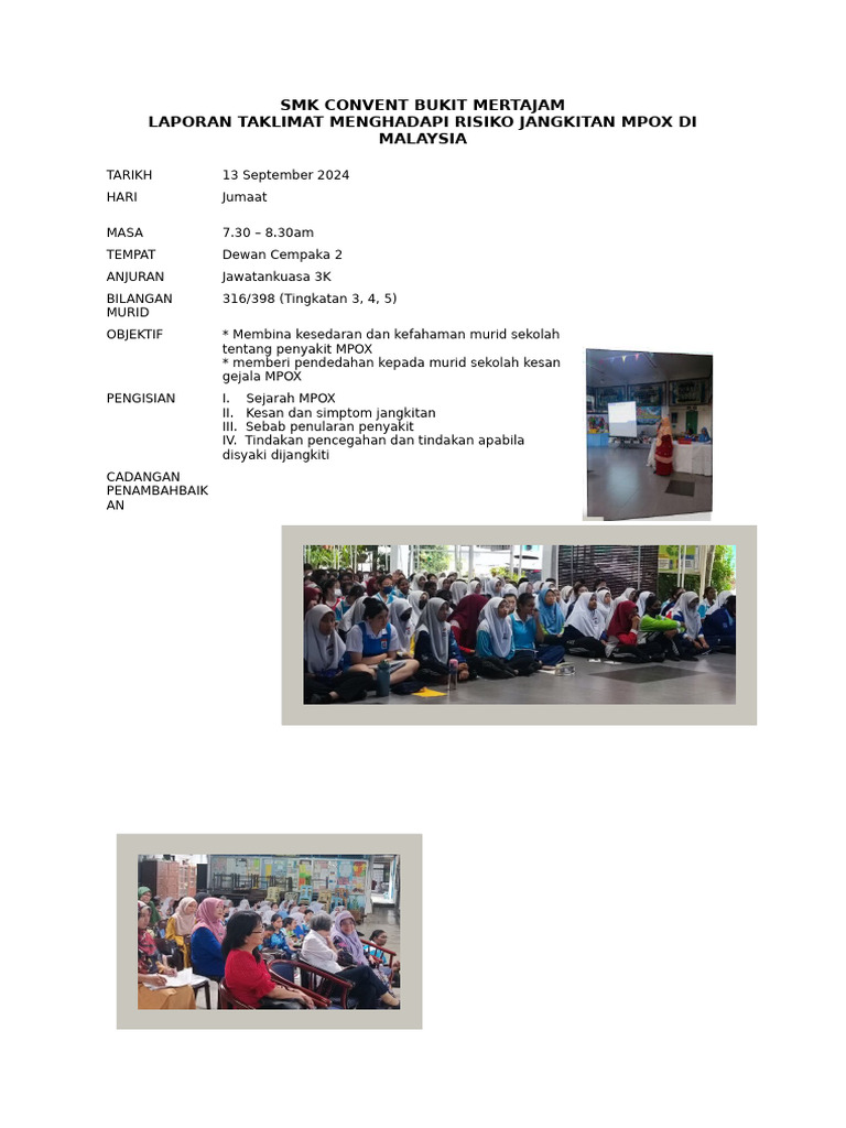 Contoh Laporan Aktiviti One Page Report | PDF