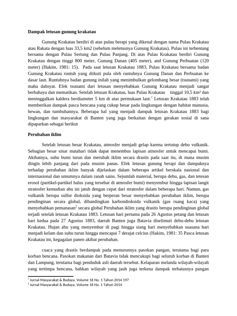 Dampak Letusan Gunung Krakatau | PDF