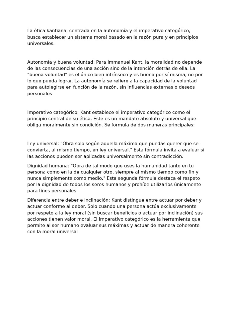 Ética Kantiana: Autonomía e Imperativo Categórico | PDF