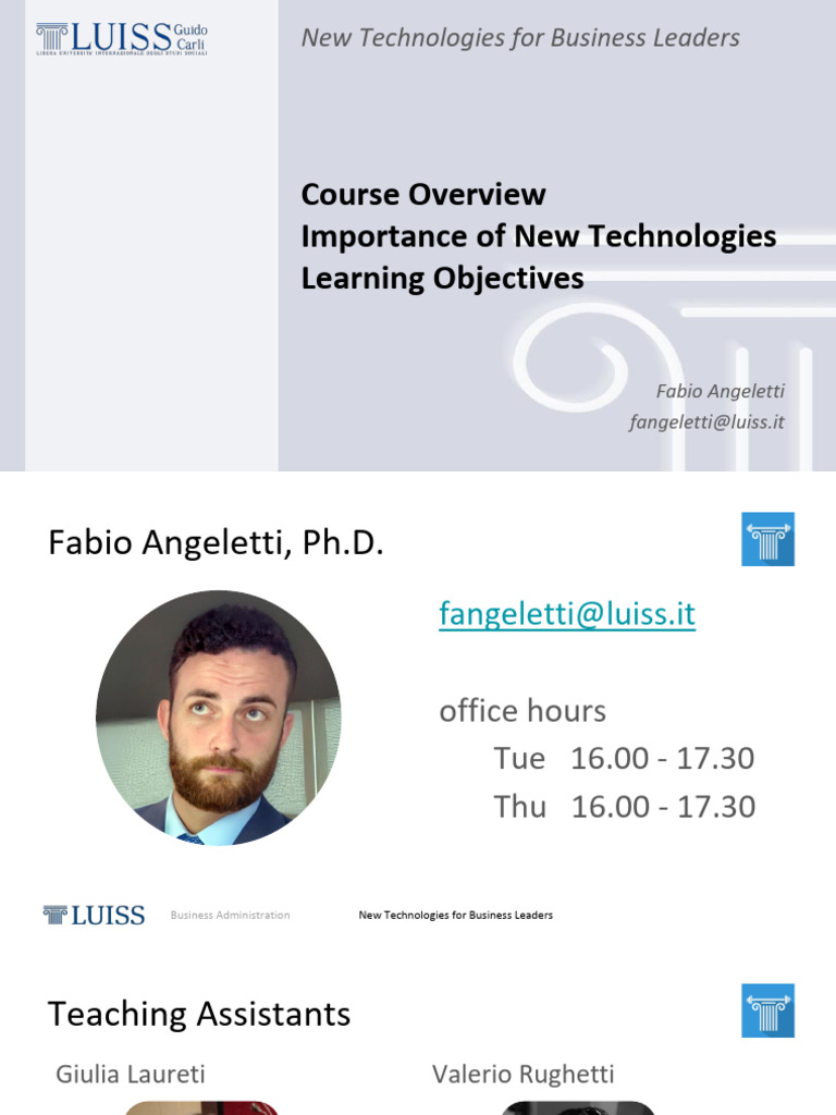 Lesson 01 - Course Overview, Importance of New Technologies, Learning ...